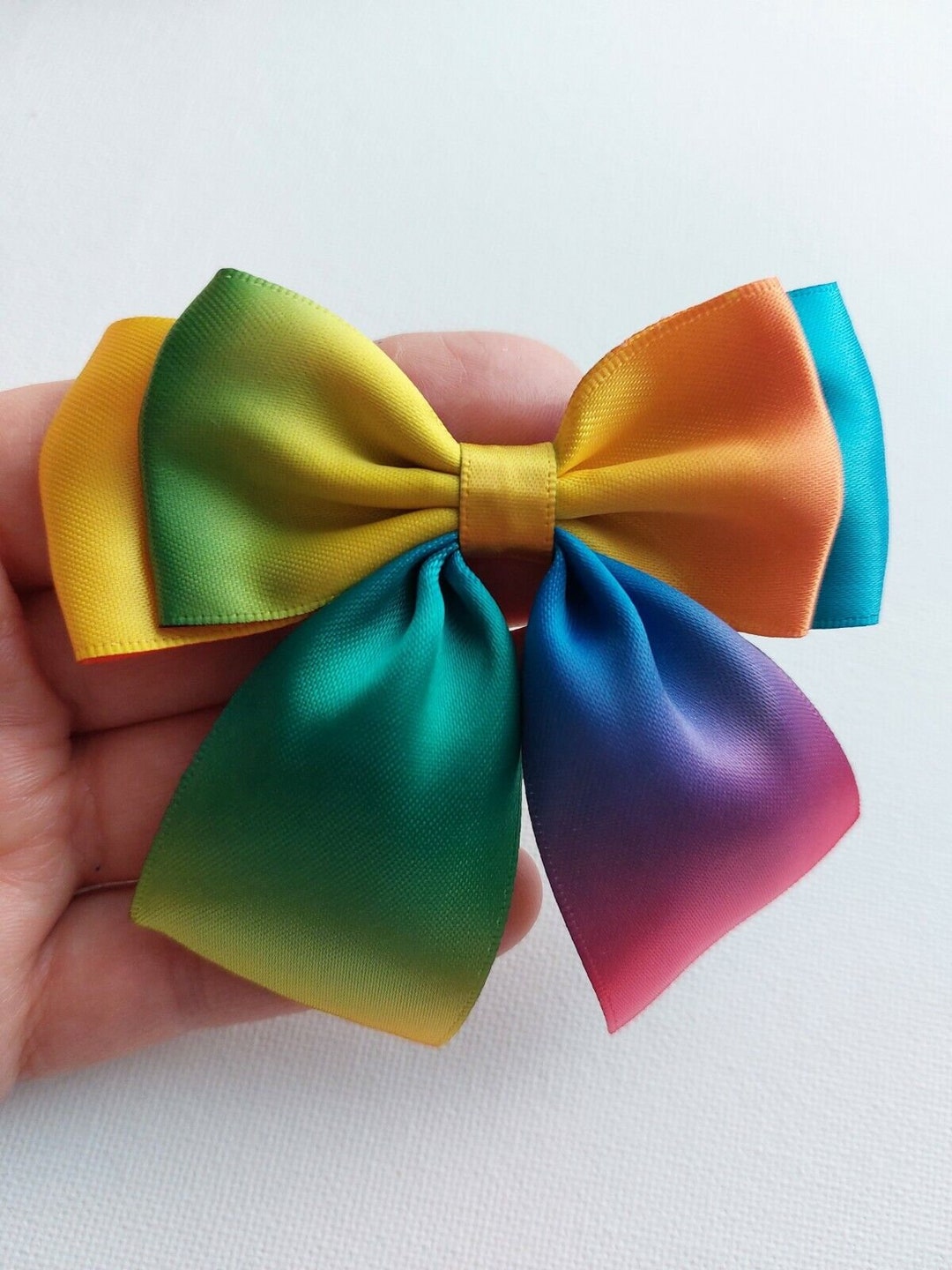 Double Bows Satin Ribbon Ready Made Bows Multicolour Rainbow Crafts ...