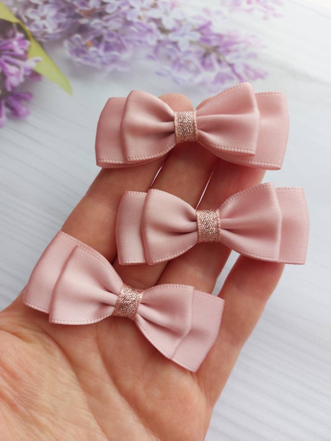 Small Satin Ribbon Bows 6 X 2.2 Mm Wide Rose Gold Crafts Bows ...