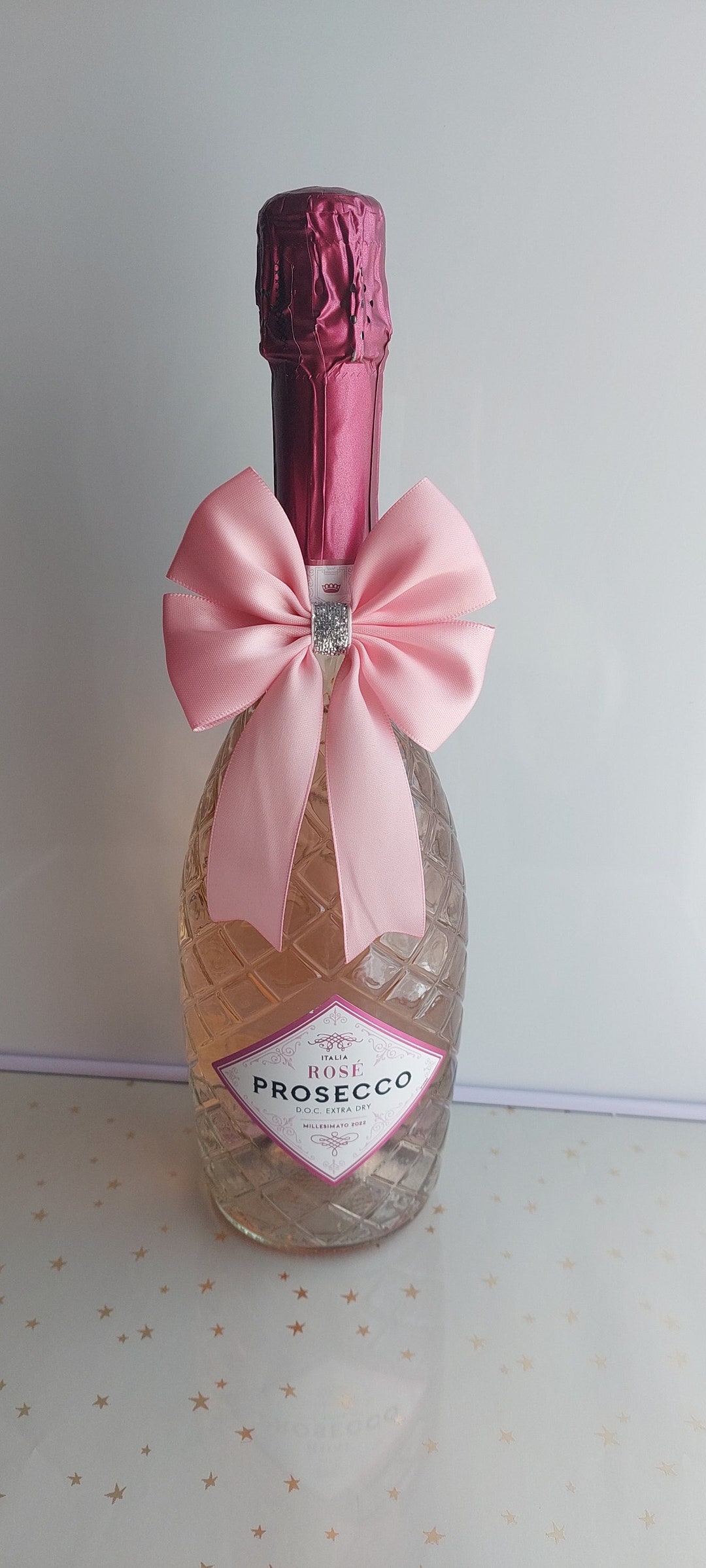 Wine Bottle Bow Wedding Favours Ribbon Decoration Pink Bowtie Pack of 6 ...