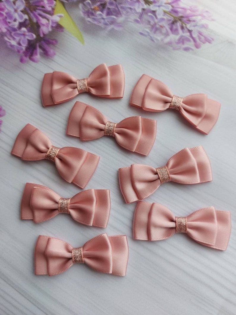 Small Satin Ribbon Bows 6 X 2.2 Mm Wide Rose Gold Crafts Bows ...