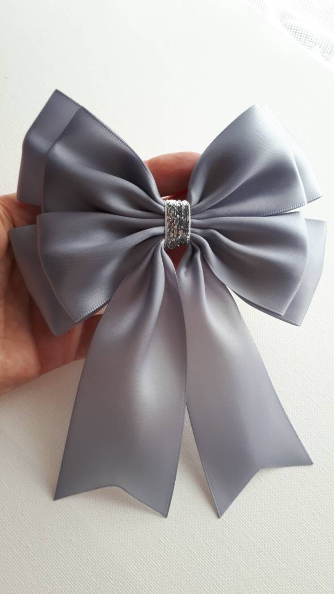 1 X Large 14 X18 Cm Satin Ribbon Double Bow Wedding Christening Party ...