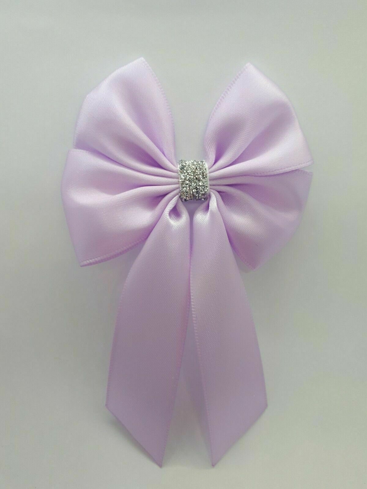 3 X Satin Ribbon Bows Tail Bows Baby Pink Silver Glitter 8 X - Etsy UK