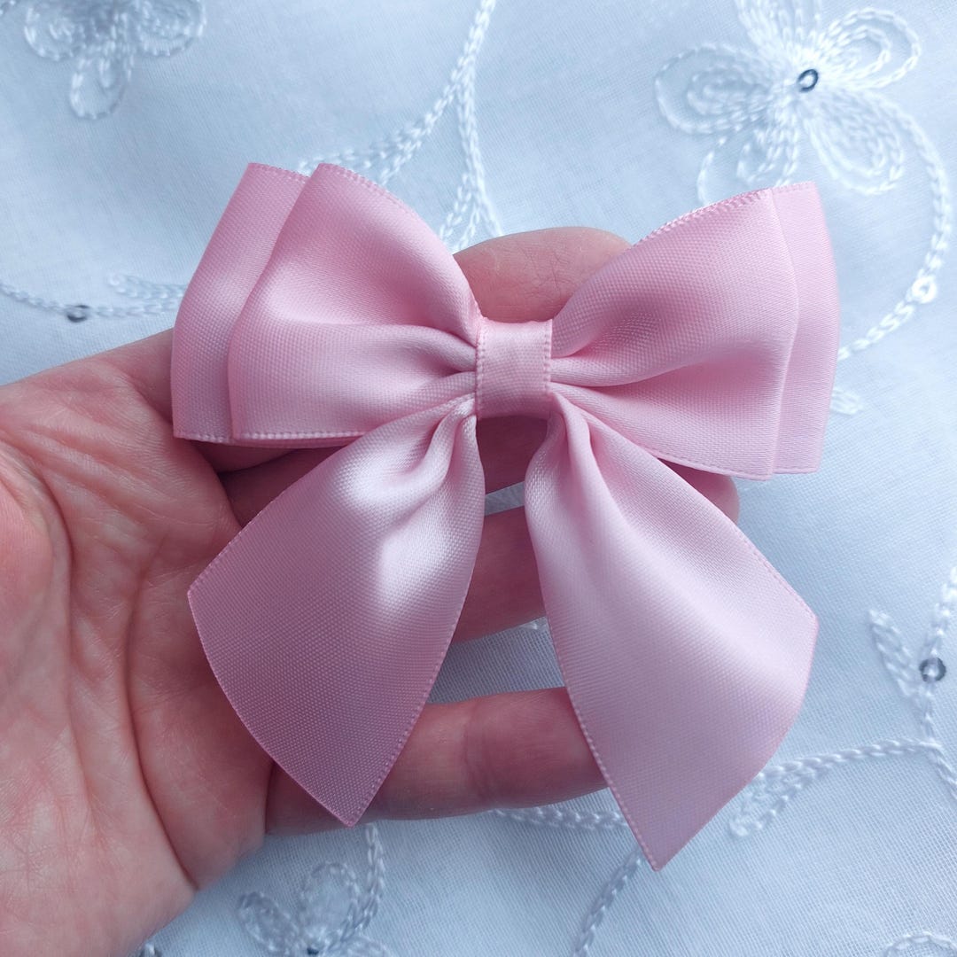 Double Bows Satin Ribbon Ready Made Bows 3.5 Inch 9cm Large Bows Baby ...