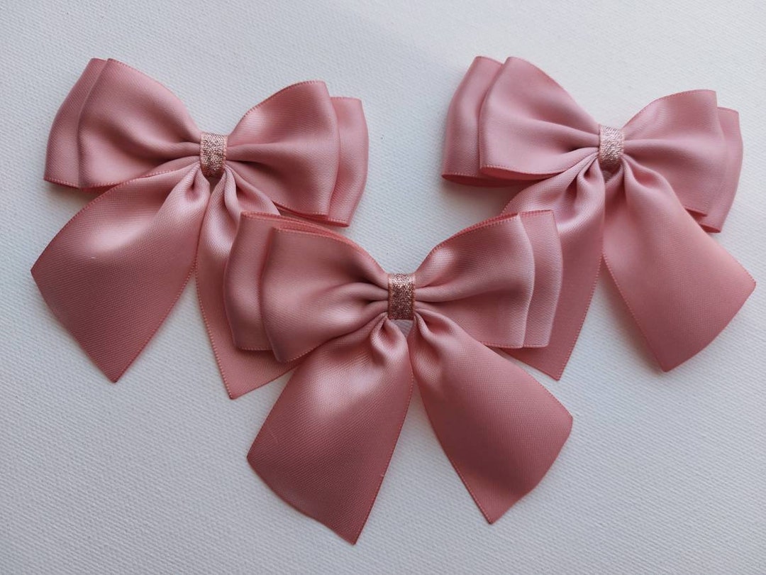 Rose Gold Double Bows Satin Ribbon Ready Made Bows 3.5 Inch 9cm Wide ...