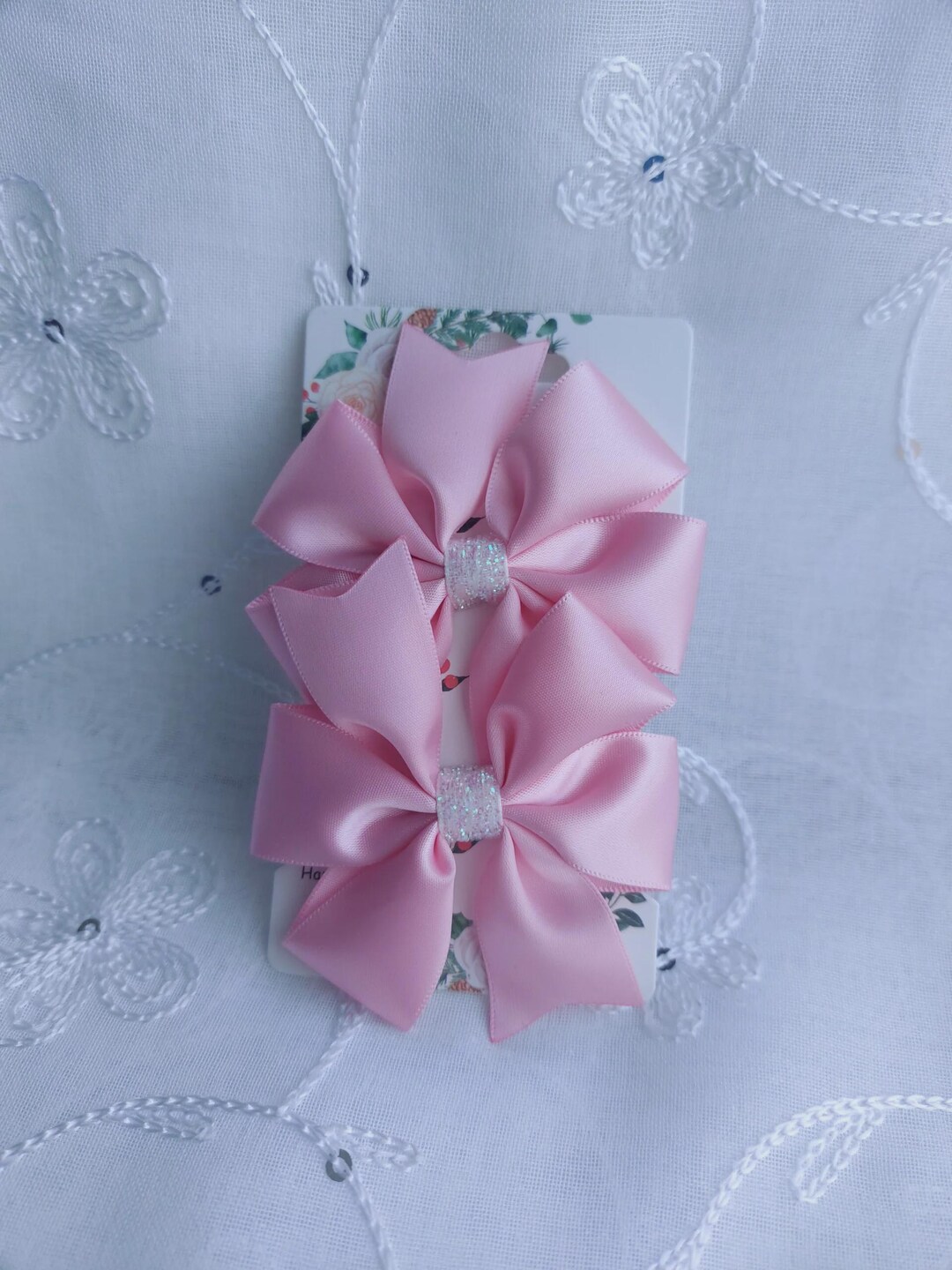 Pink Satin Ribbon Hair Pinwheel Bow Clips - Etsy