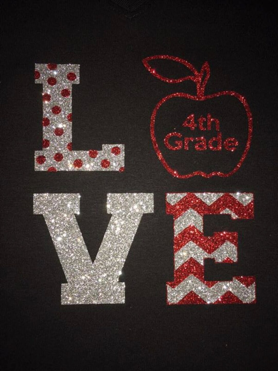 Love 4th Grade Teacher Glitter Bling Shirt - Etsy