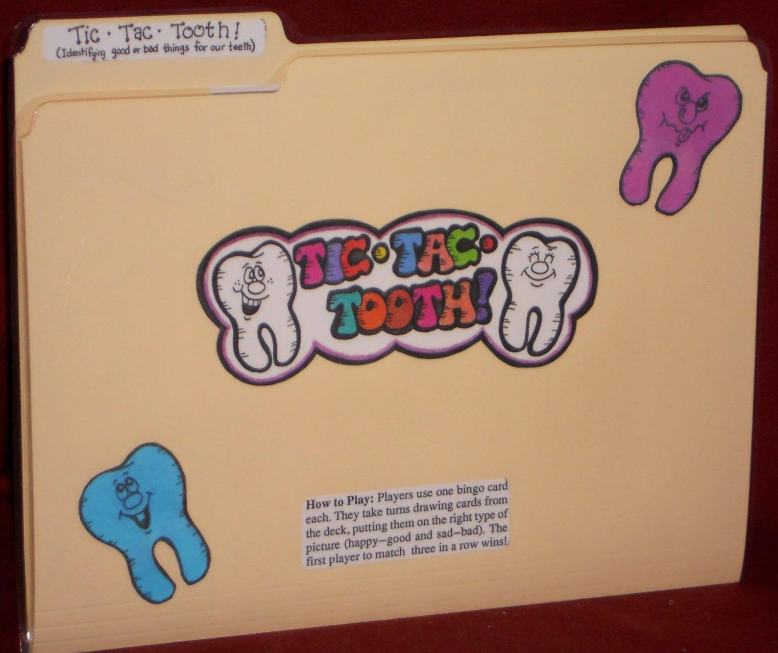 TIC TAC TOOTH Dental Health File Folder Game Ready to | Etsy