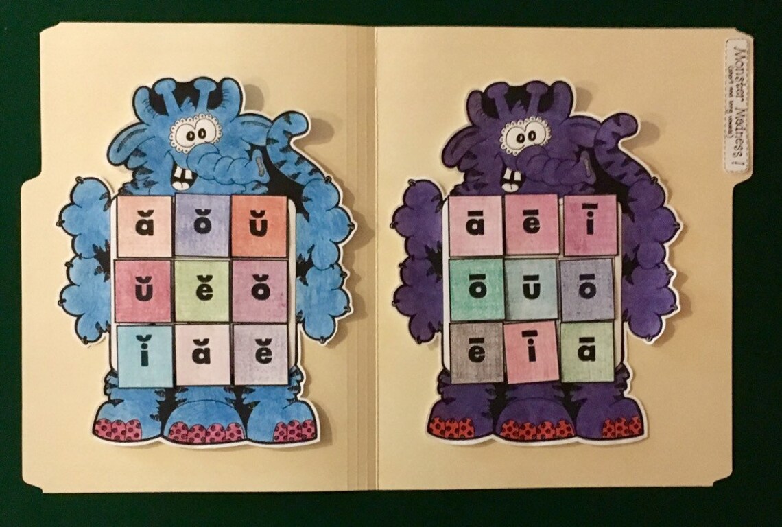 MONSTER MADNESS Vowels long and Short File Folder Game | Etsy