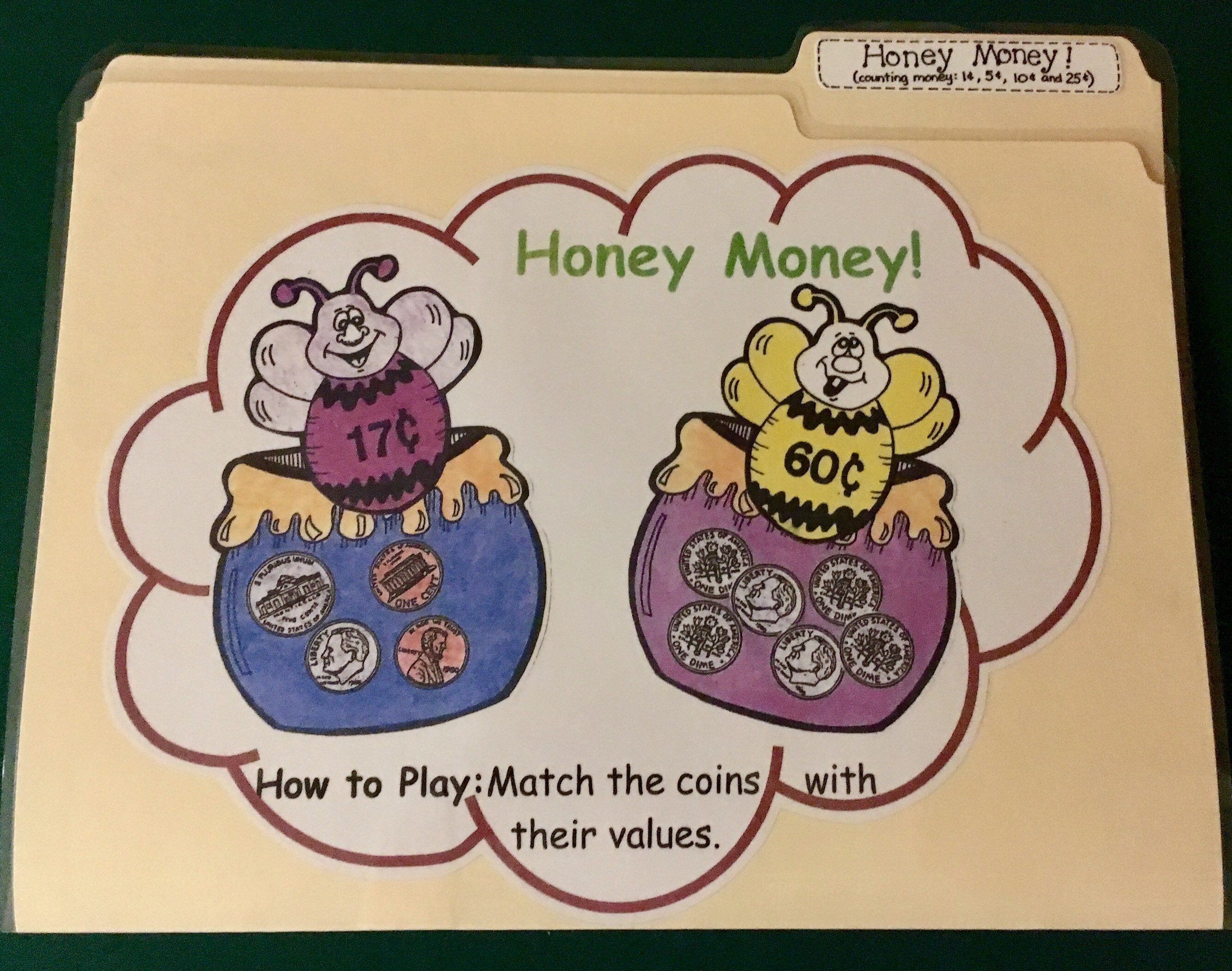 HONEY MONEY Money counting File Folder Game Ready to | Etsy