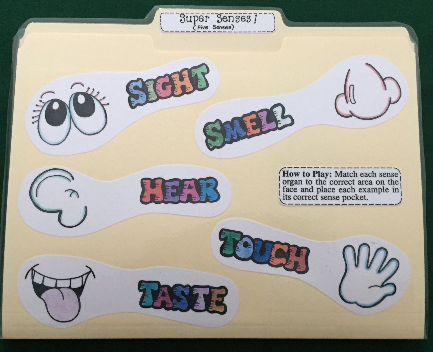 SUPER SENSES Five Senses File Folder Game Ready to play | Etsy