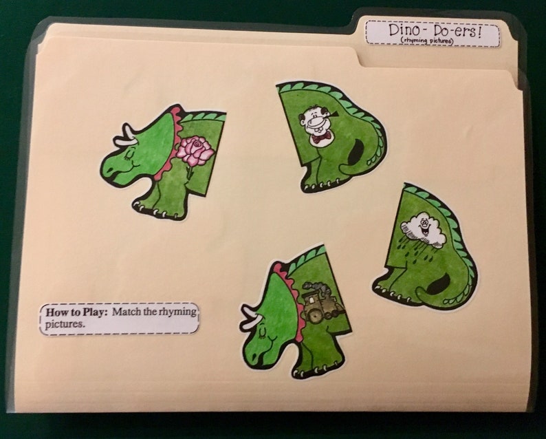 DINO DO-ERS Rhyming File Folder Game Ready to Play No | Etsy