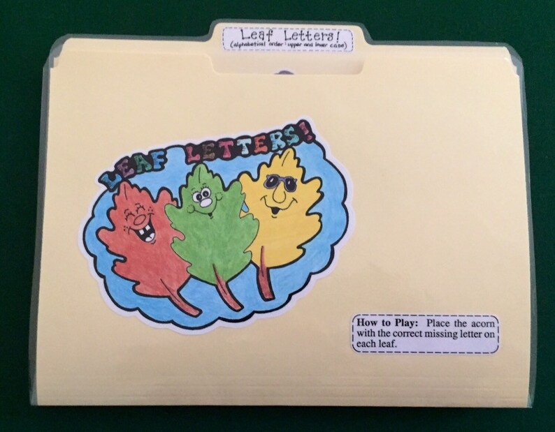 LEAF LETTERS Alphabet Alphabetical Order File Folder | Etsy