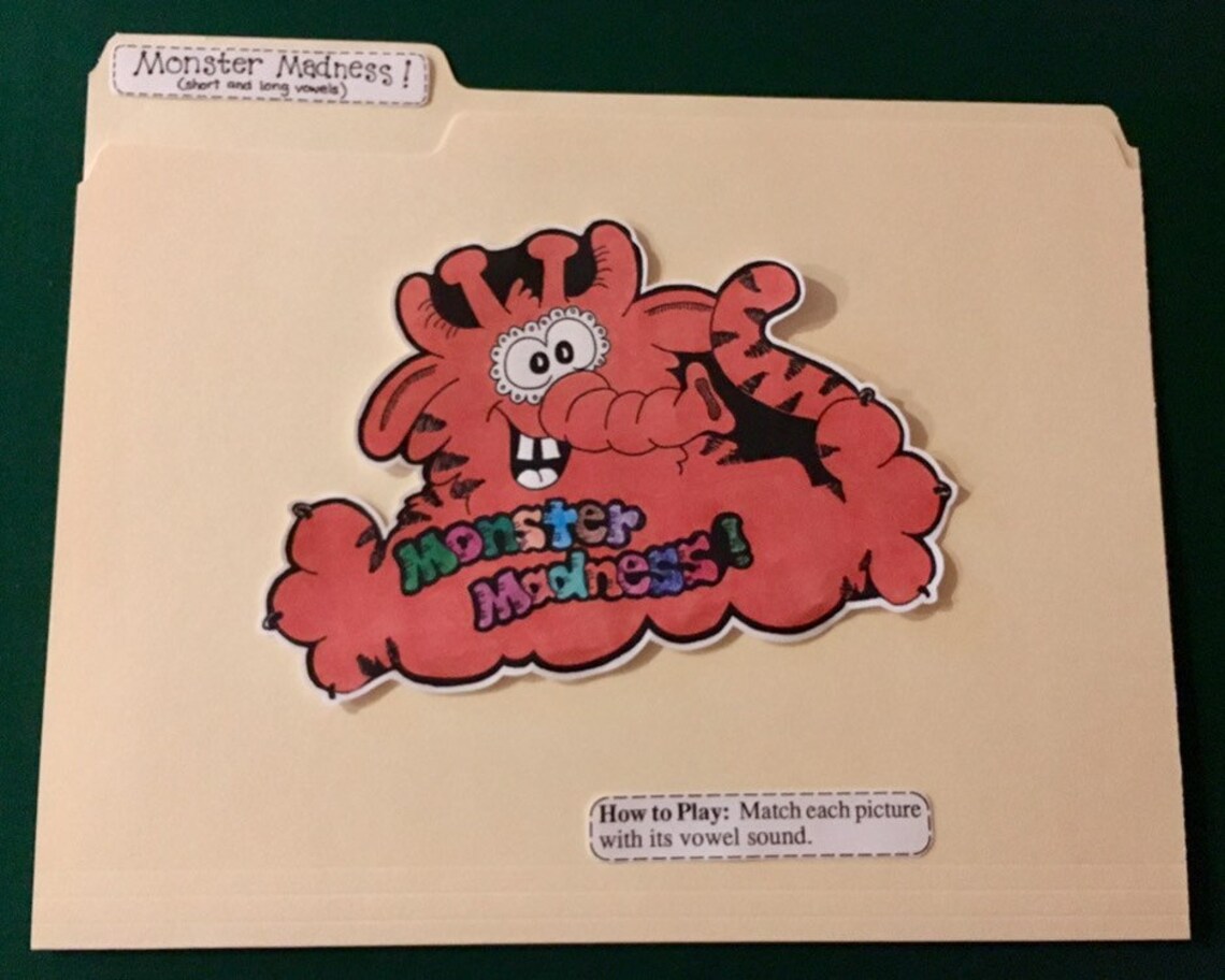 MONSTER MADNESS Vowels long and Short File Folder Game | Etsy