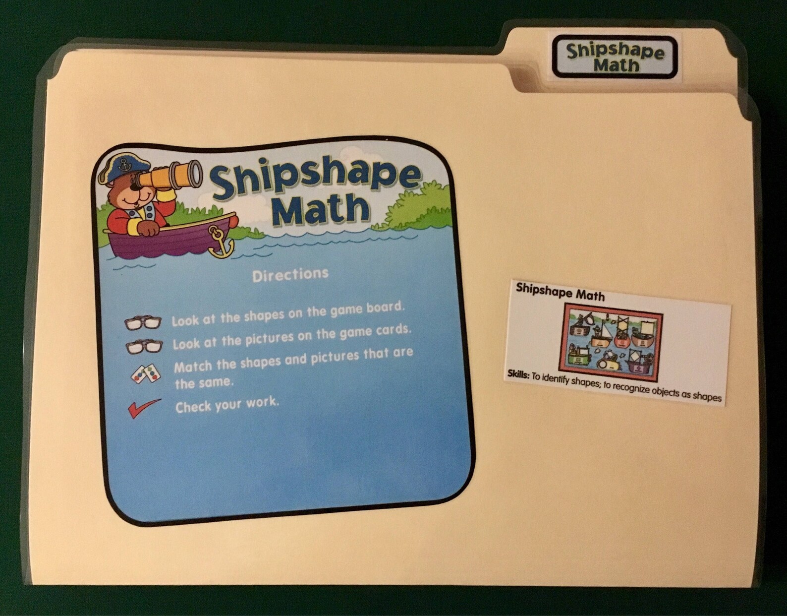 SHIPSHAPE MATH Shapes in our environment File Folder Game | Etsy