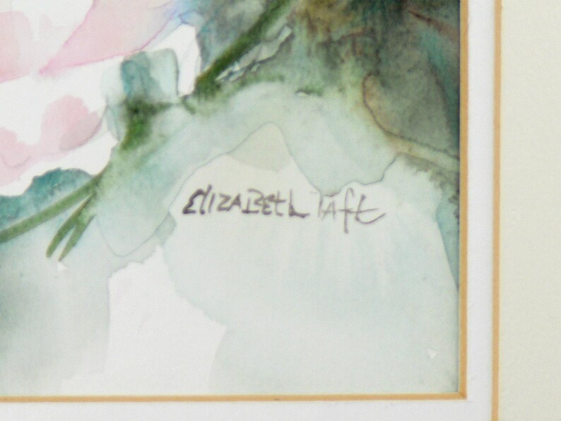 Signed Original Impressionist Floral Still Life Watercolor of Pink ...