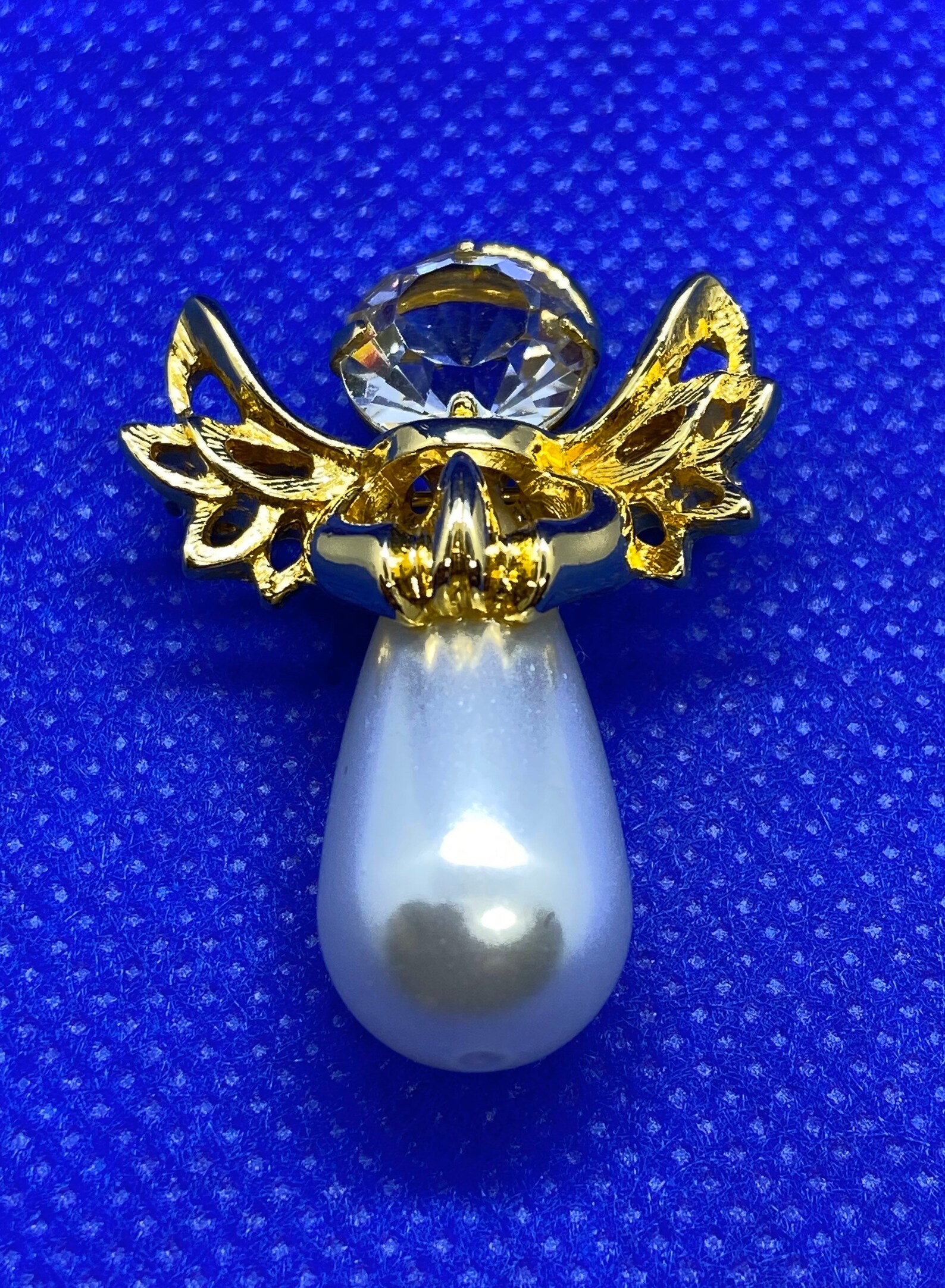 Gold Pearl and Crystal Angel Brooch Pin - Etsy