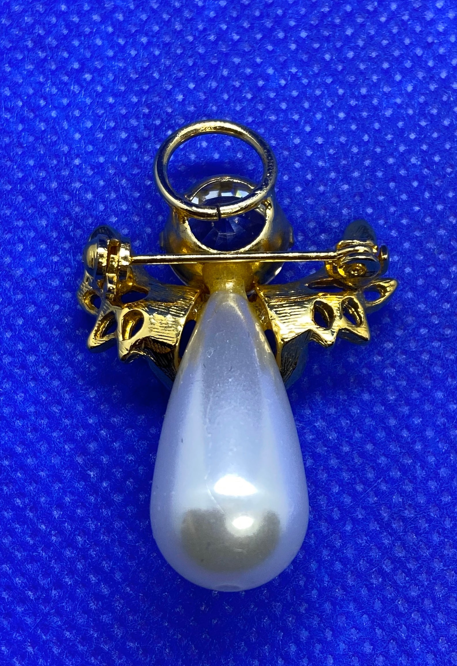 Gold Pearl and Crystal Angel Brooch Pin - Etsy