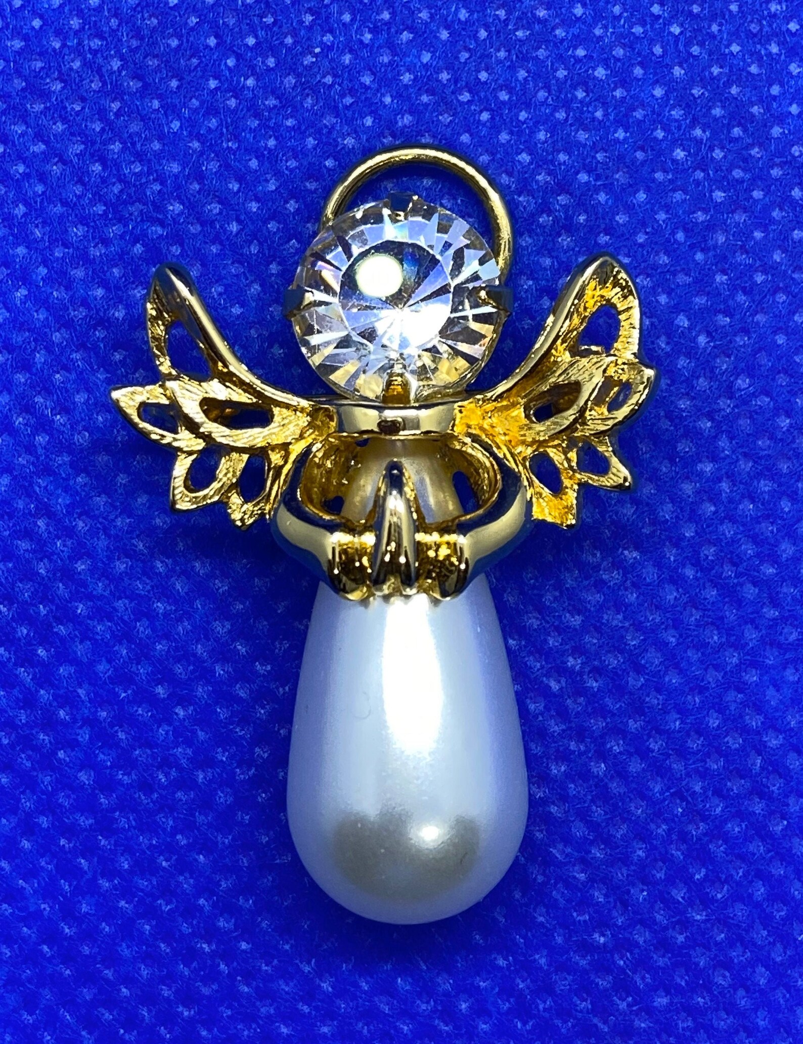 Gold Pearl and Crystal Angel Brooch Pin - Etsy