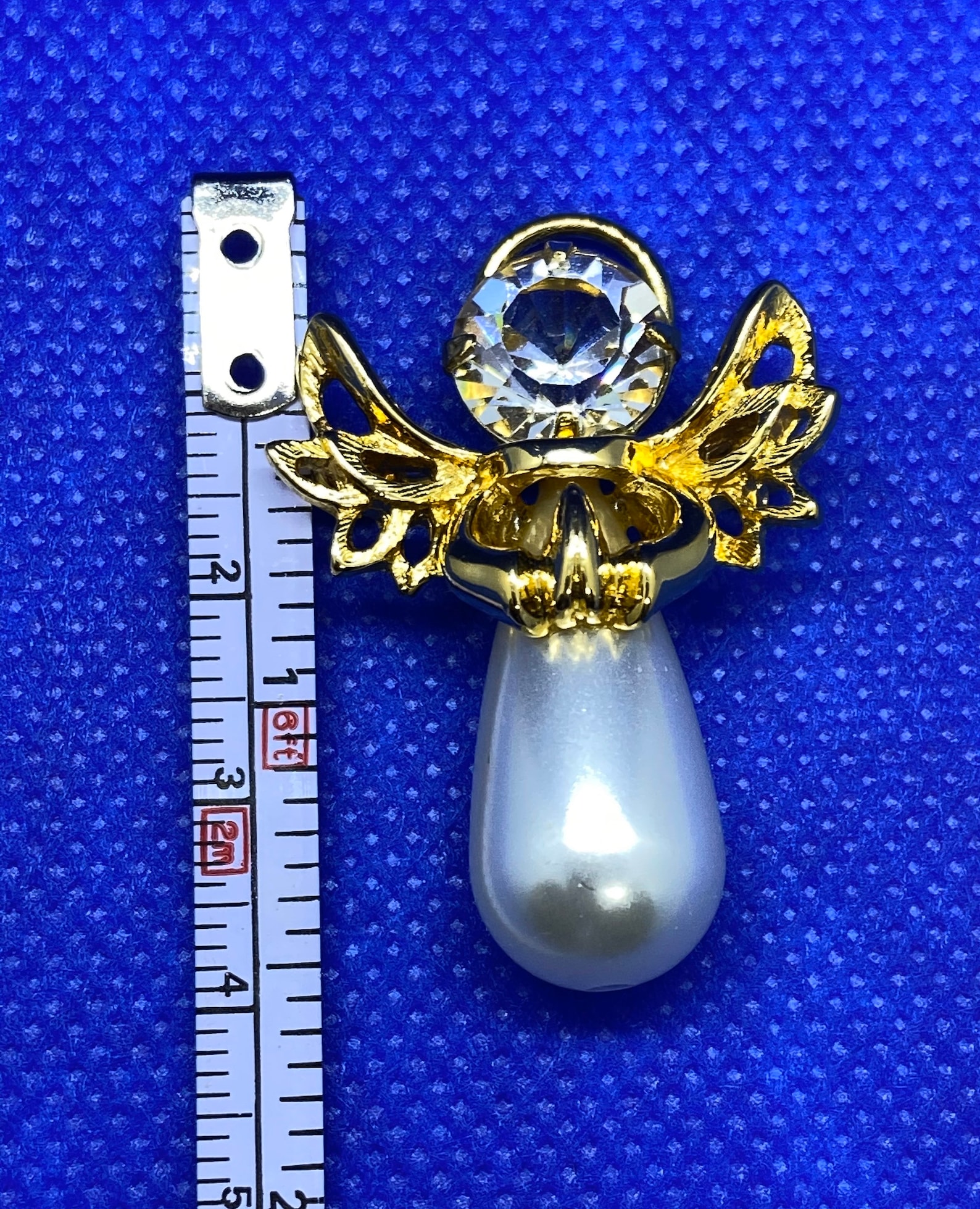 Gold Pearl and Crystal Angel Brooch Pin - Etsy