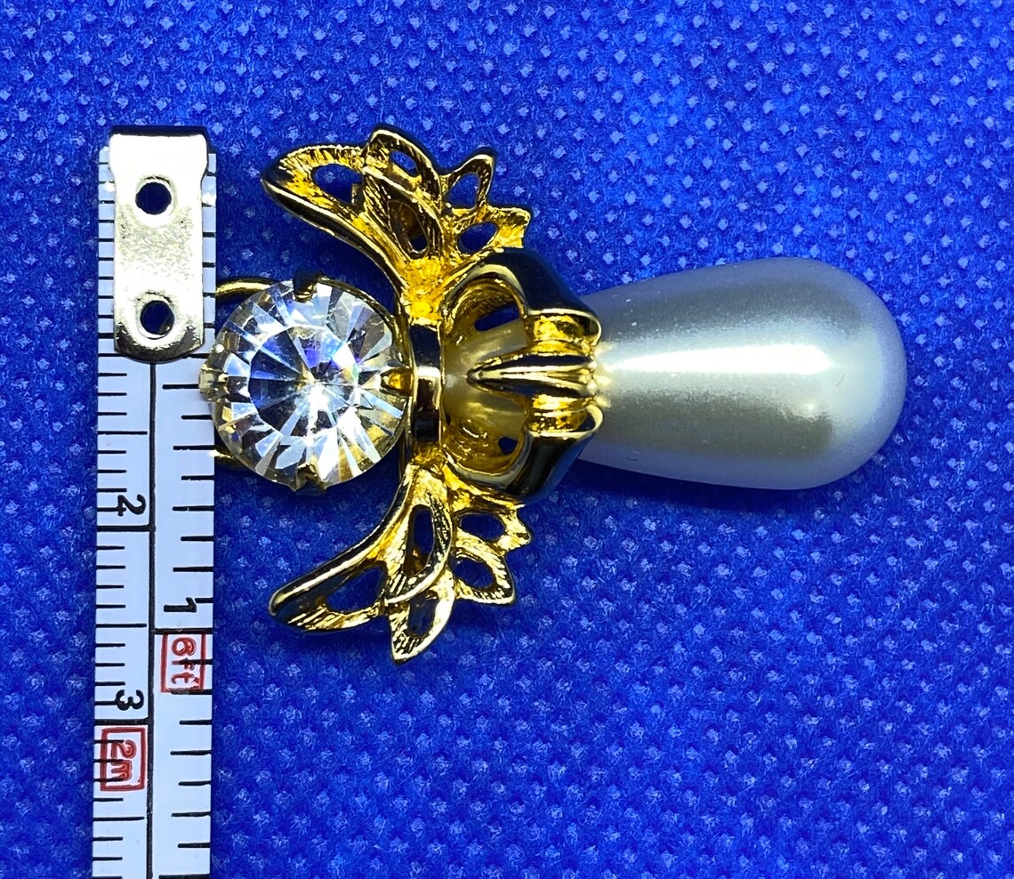 Gold Pearl and Crystal Angel Brooch Pin - Etsy
