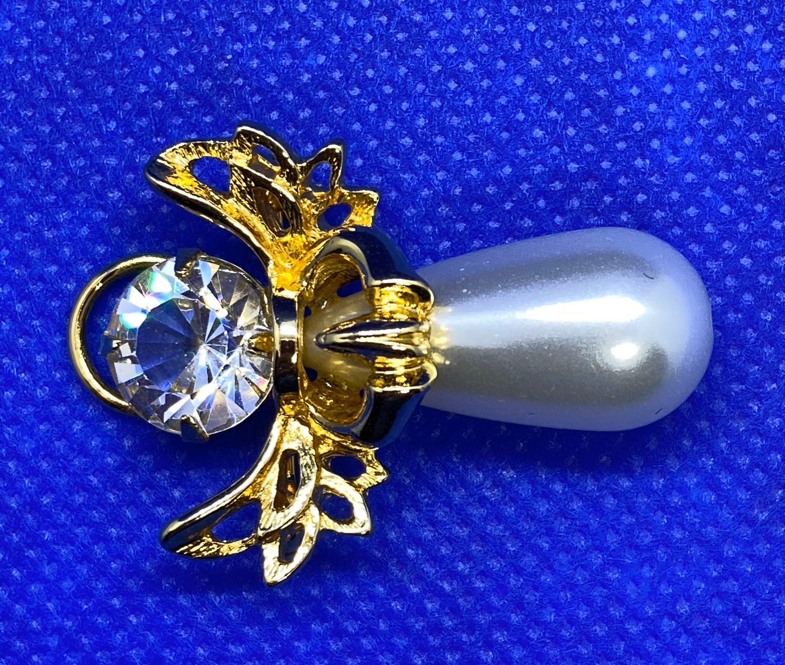 Gold Pearl and Crystal Angel Brooch Pin - Etsy