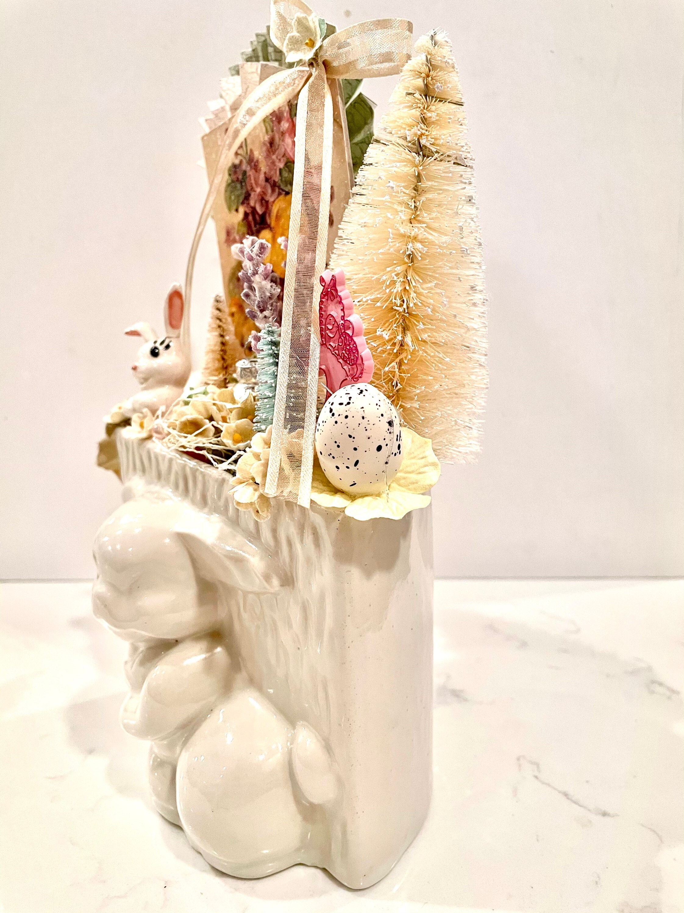 Vintage Ceramic Bunny Planter Filled With Lots or Easter Cheer | Etsy