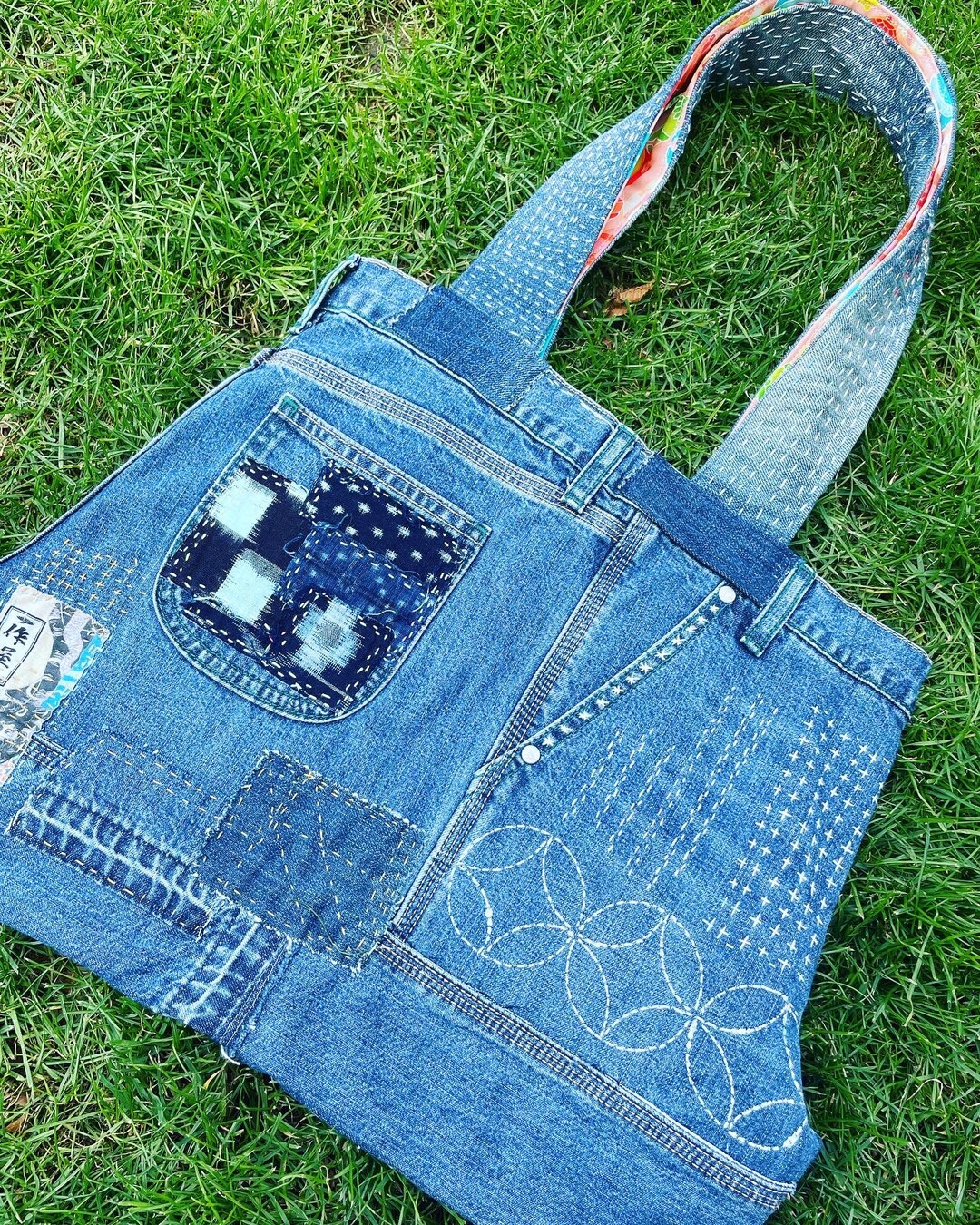 Denim Upcycle Bag Sashiko/biro Stitch - Etsy