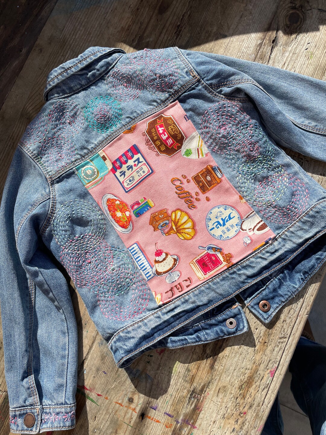 Sashiko/japanese Retro Print Kids Denim Jackets Size Age 4-5 - Etsy