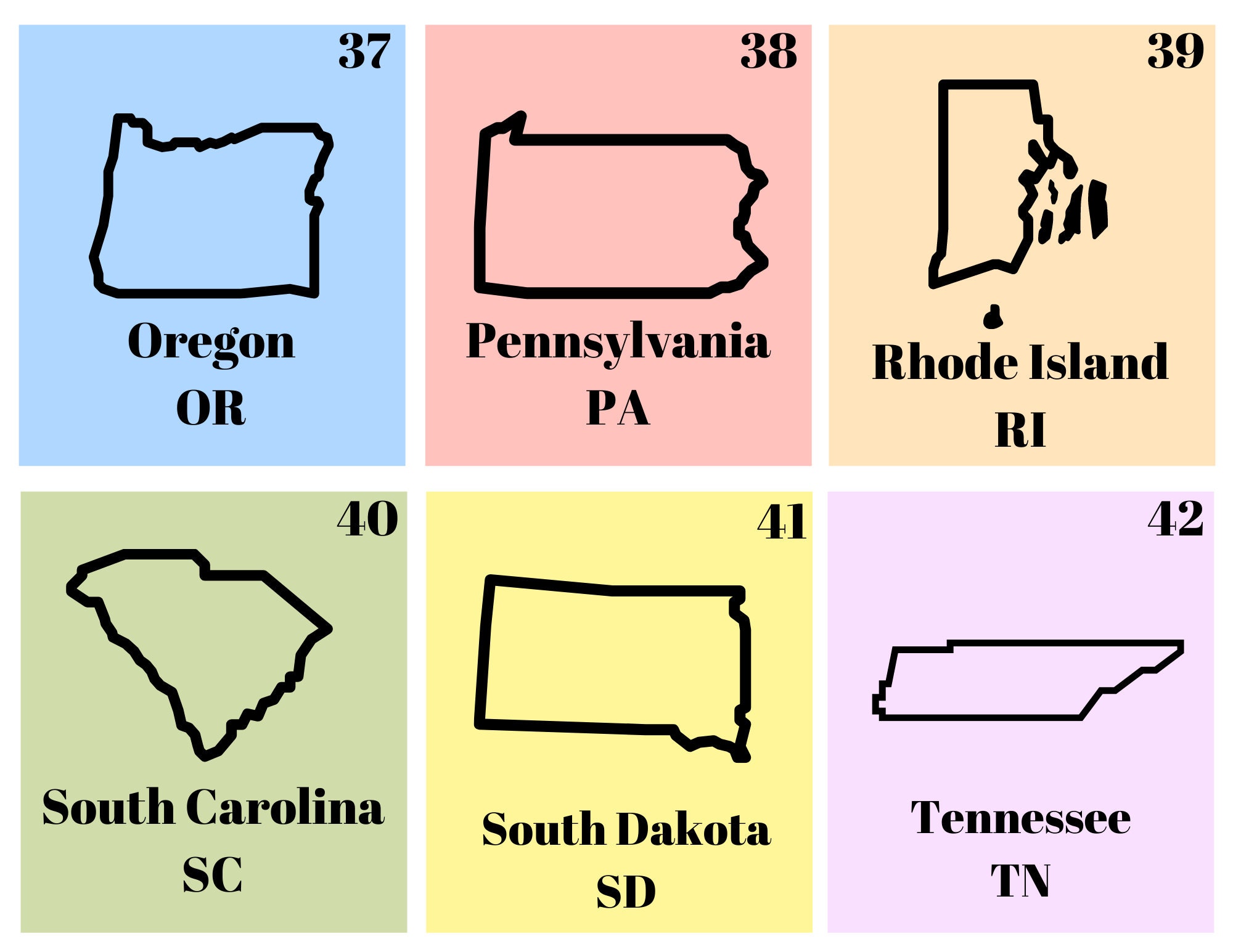 50 United State Flash Cards Print at Home Homeschool 3rd 4th 5th Grade ...