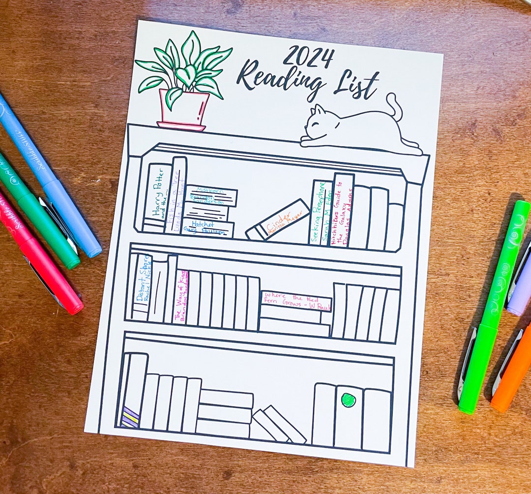 2024 Reading Chart Poster Color-in Personalize - Etsy