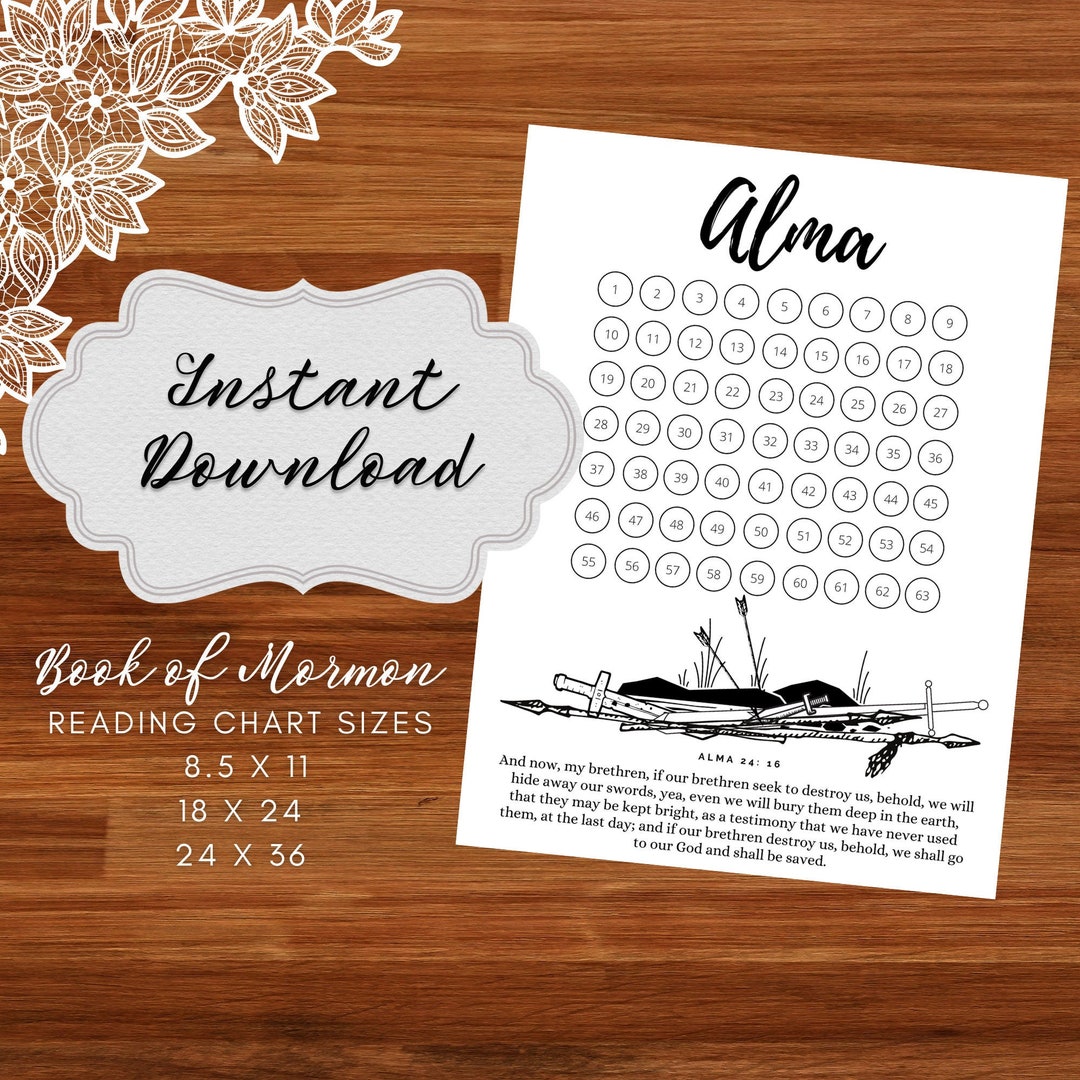 The Book of Alma in the Book of Mormon Reading Chart Poster Sheet ...