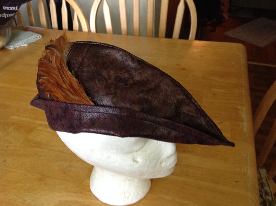 Mens Renaissance Medieval Hat Headpiece Fop Faux Leather Peter Pan - Etsy