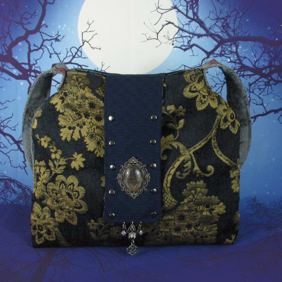 Medieval Celtic Shoulder Bag: Fairy Moon Plate, Cobalt Glass ...