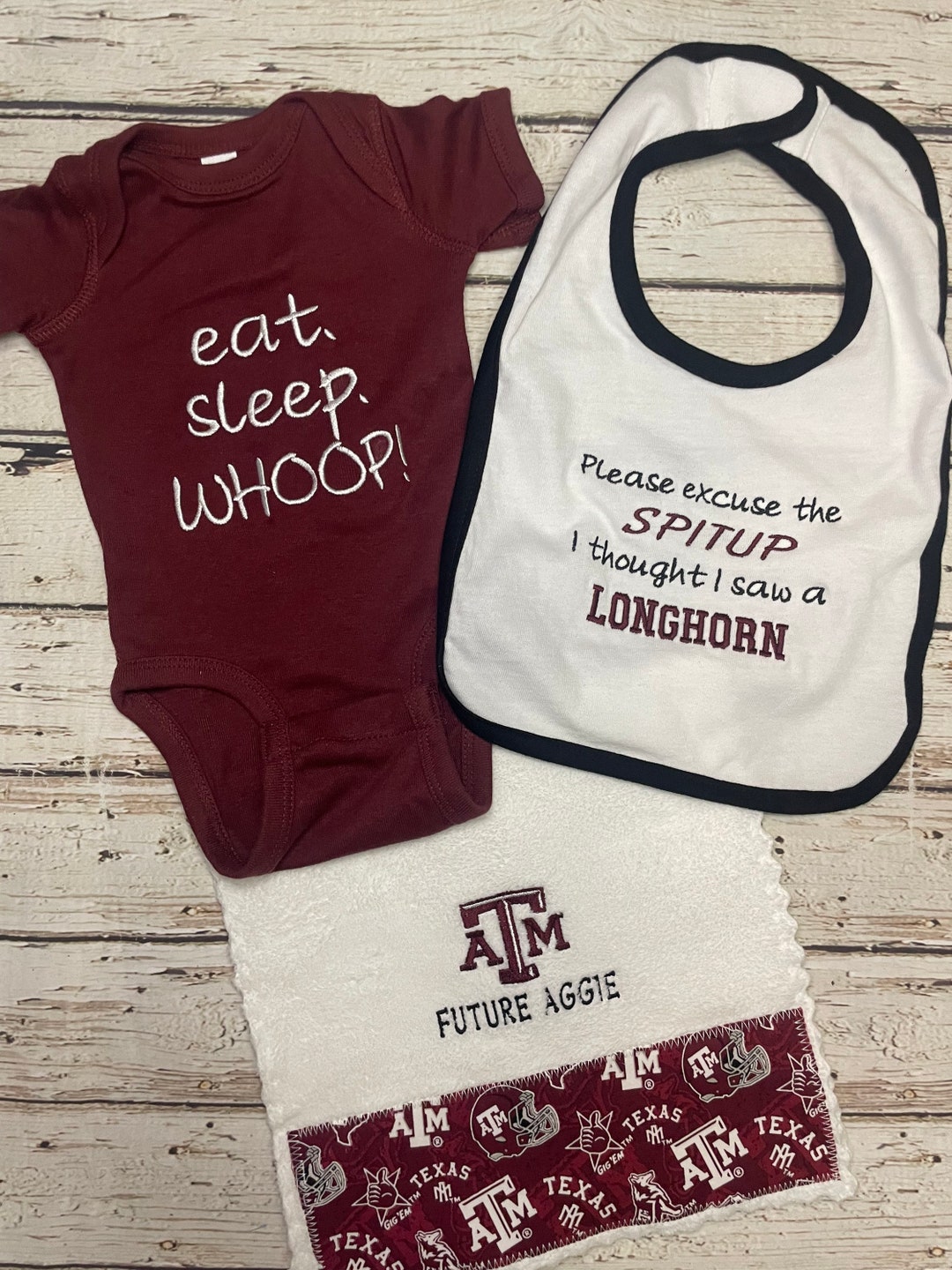 Texas Aggie Baby Gift Bodysuit, Bib, and Burp Cloth Unisex - Etsy