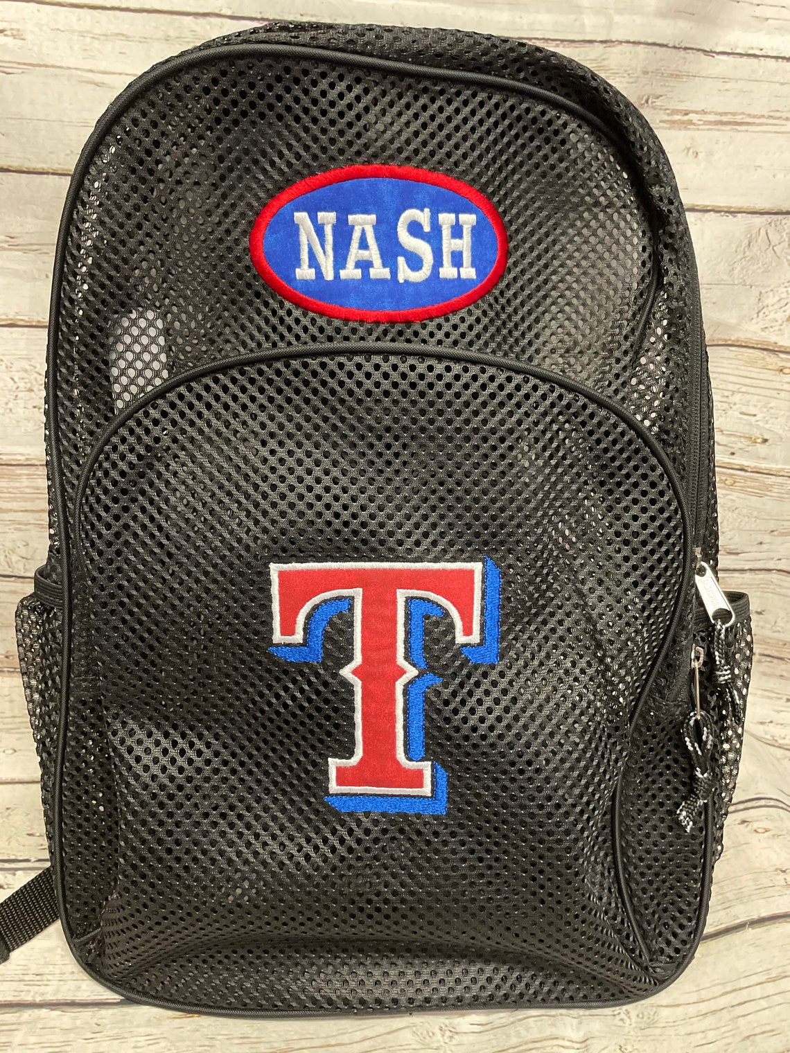 Mesh Backpack with Texas Rangers Baseball and Name | Etsy