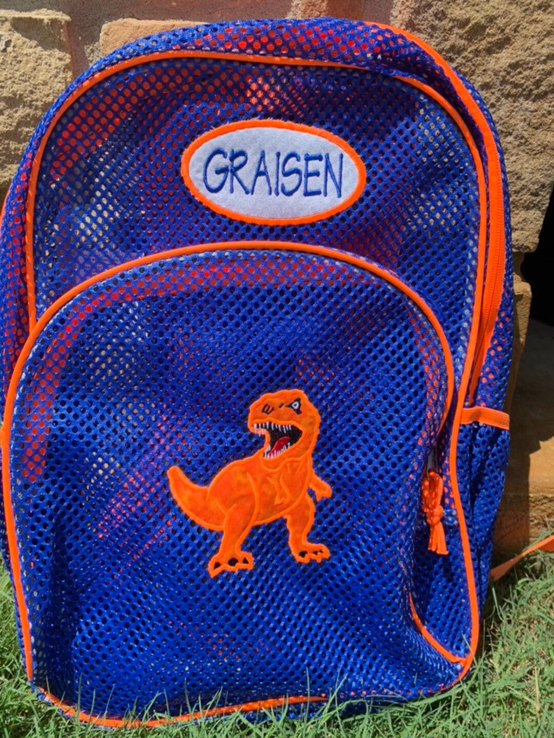 Mesh Backpack With Dinosaur Trex and Name - Etsy