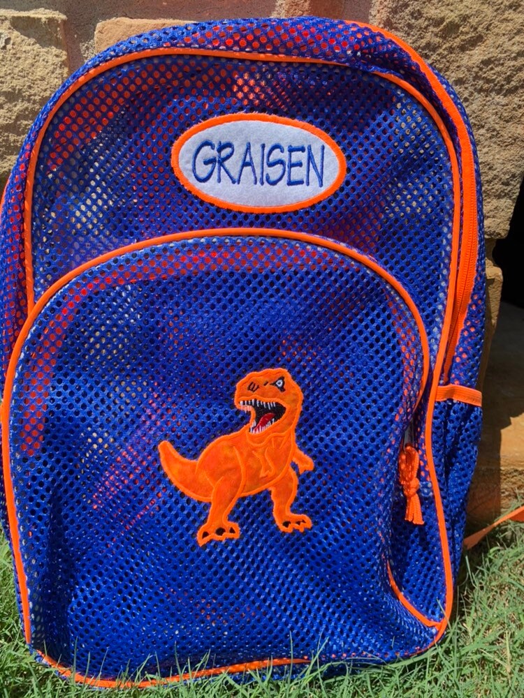 Mesh Backpack with Dinosaur TRex and Name | Etsy