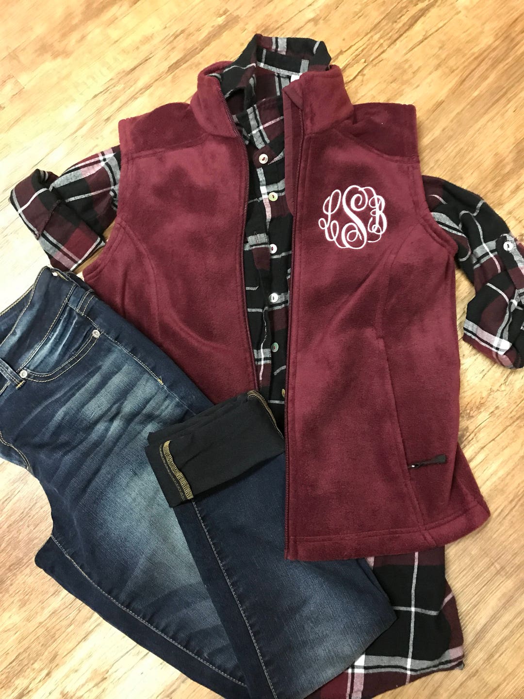 Monogram Fleece Vest - Etsy