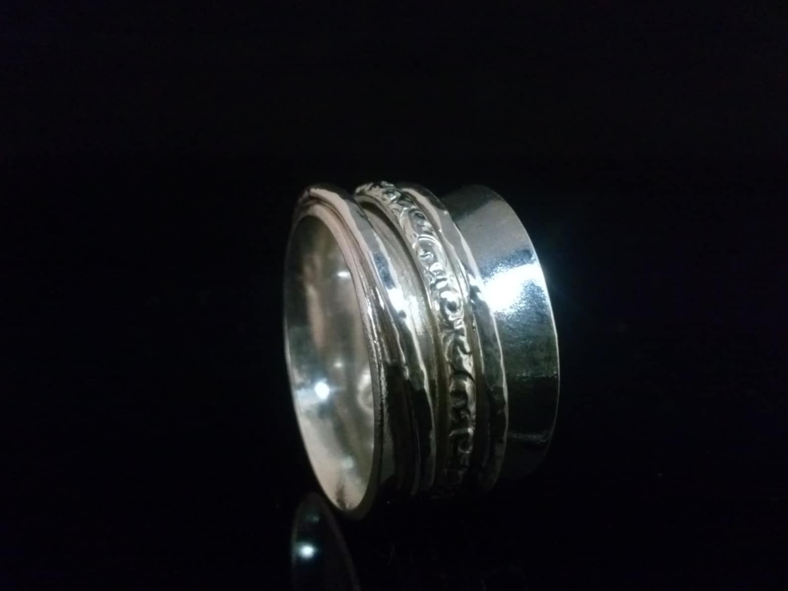 Patterned Spinner Ring Handmade With Sterling Silver for - Etsy