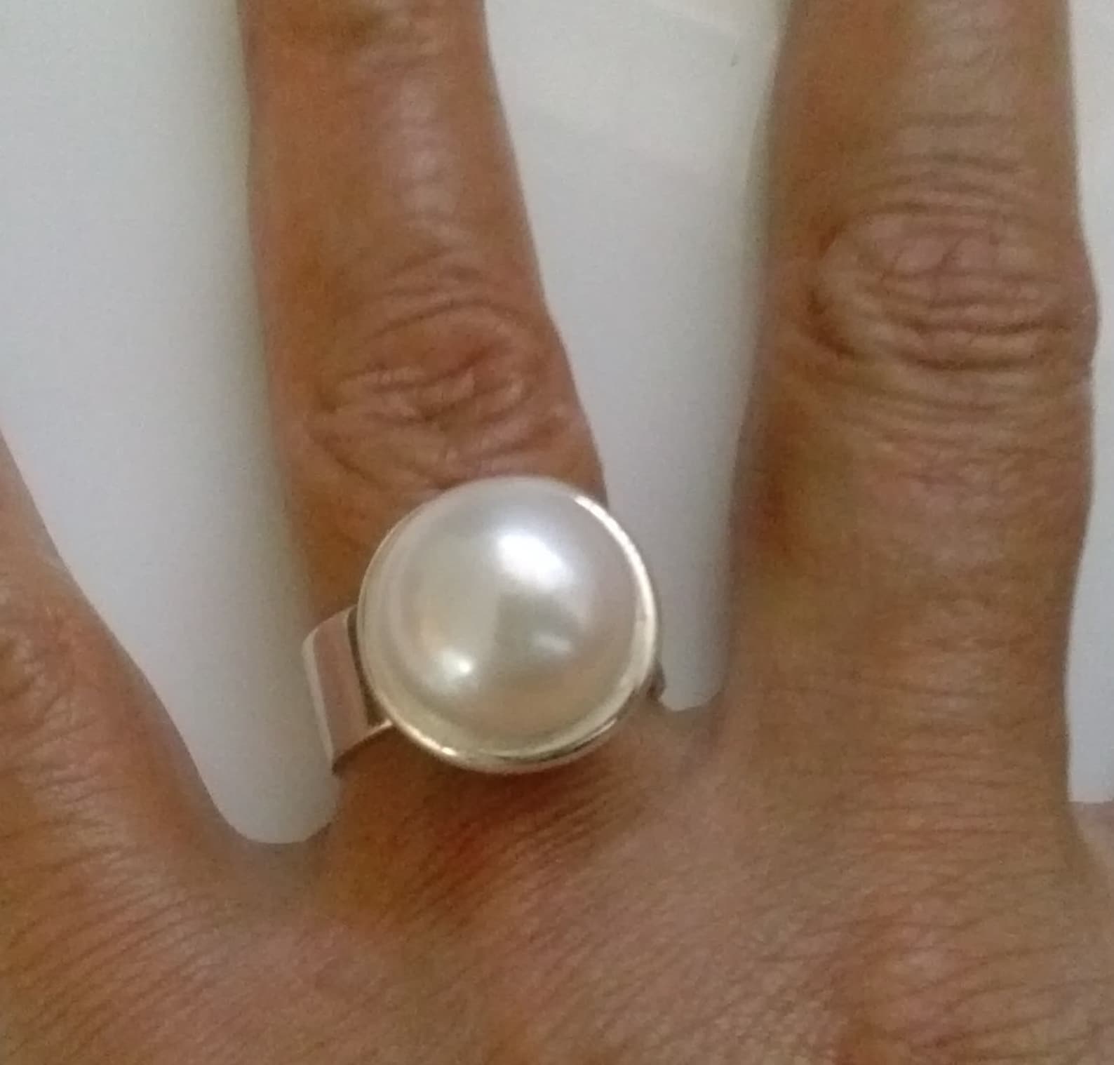 Large Silver Pearl Ring Handmade With Sterling Silver and - Etsy