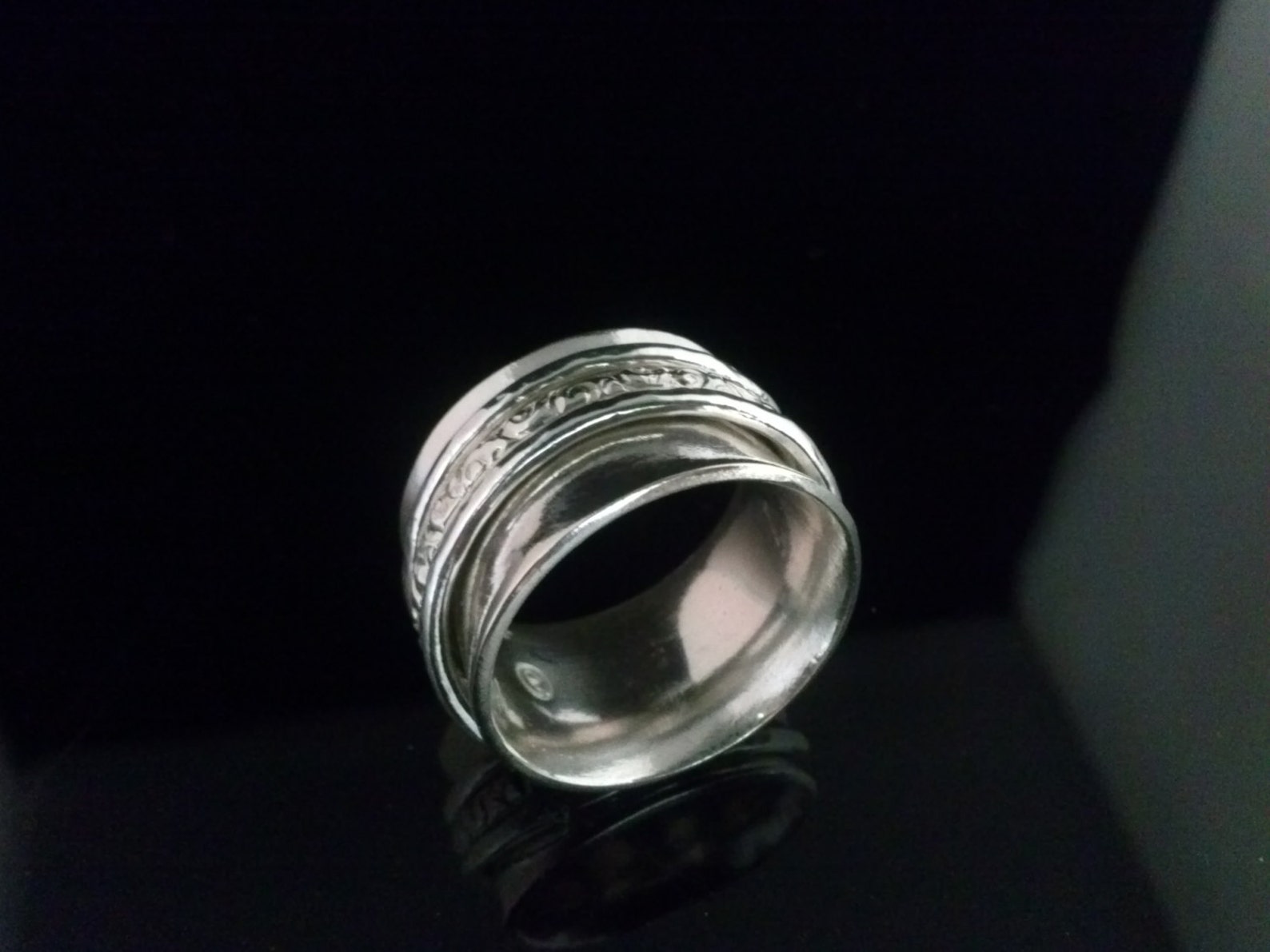 Patterned Spinner Ring Handmade With Sterling Silver for - Etsy