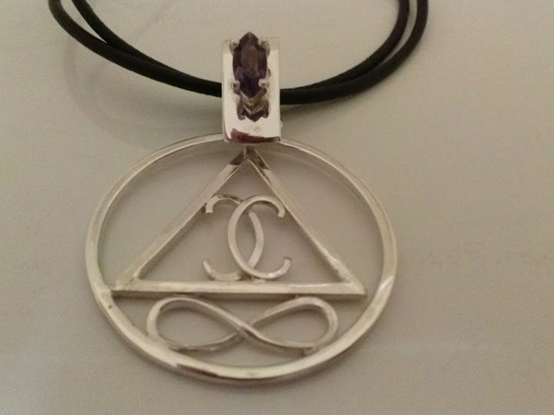 Handmade Sterling Silver Amethyst Pendant Lemurian Symbol - Etsy