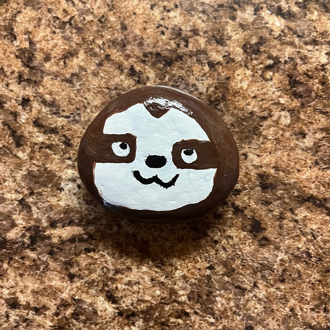 Hand Painted Sloth Rock - Etsy