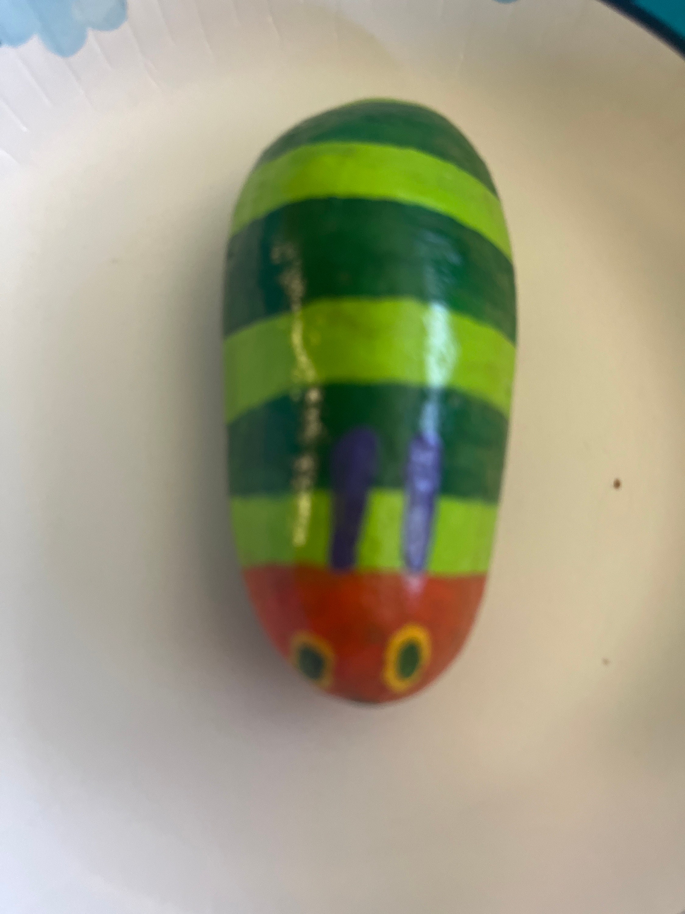 Hand Painted Rock- Hungry Caterpillar - Etsy