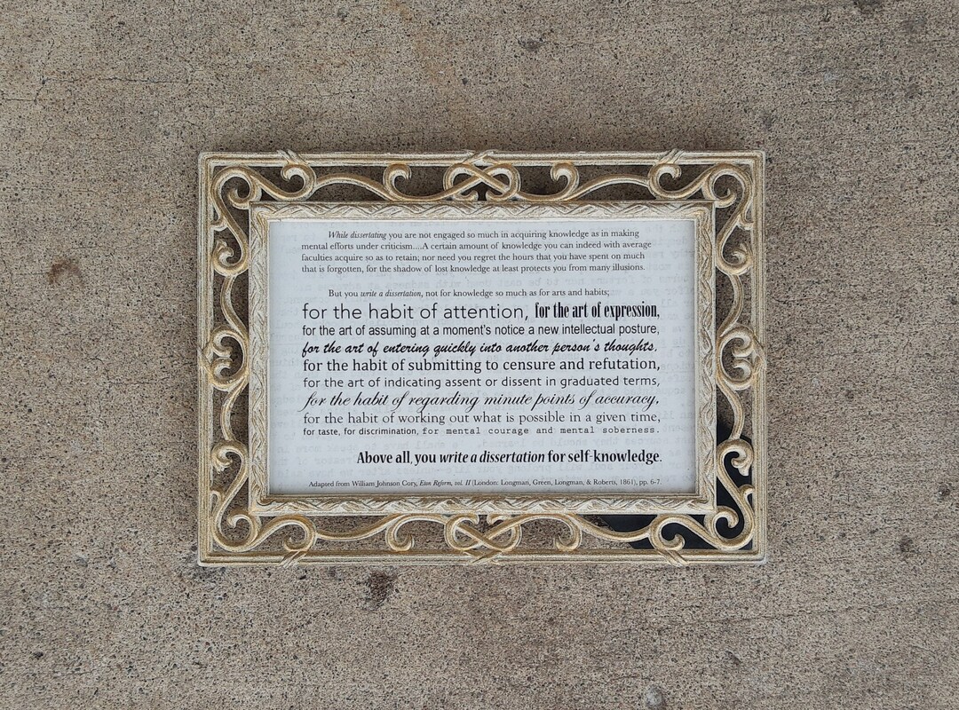 You Write a Dissertation Plaque on Old Paper in Gold Filigree Frame - Etsy