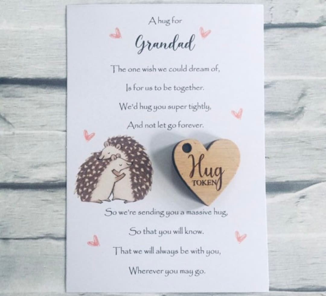 Grandad Hug Token: Engraved Wooden Heart Keepsake - Etsy
