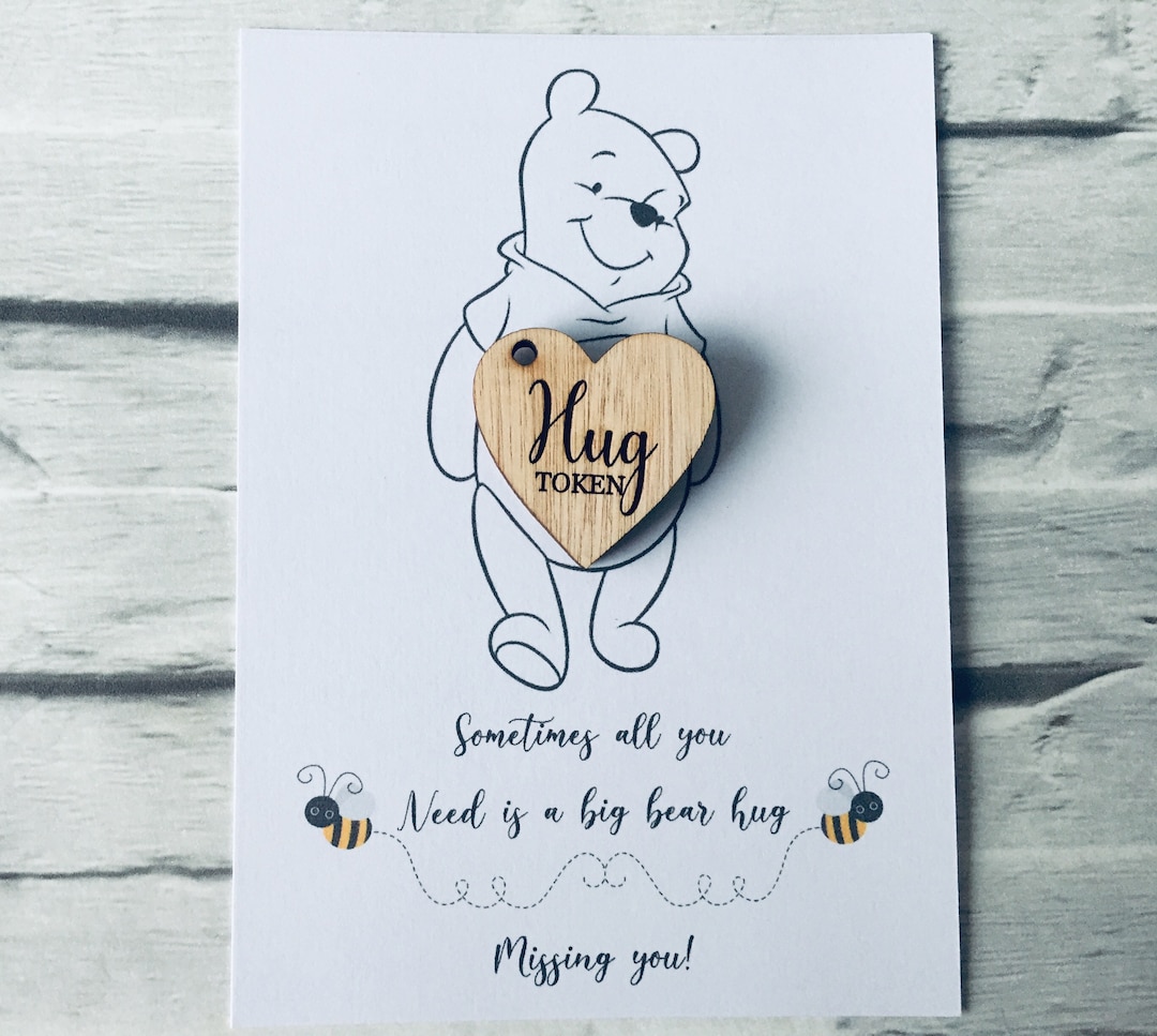 Winnie the Pooh Wooden Heart Hug Token: Keepsake Gift - Etsy