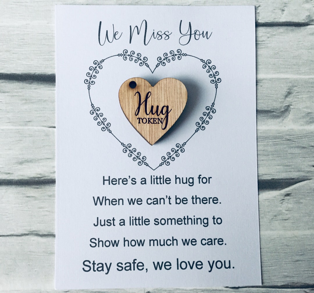 We Miss You Thoughtful Gift Hug Token. Pocket Hug. Wooden Heart. Little ...