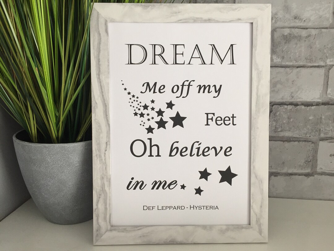 Def Leppard Song Quote Print Wall Art Print A4 Wall Art Print. Printed ...