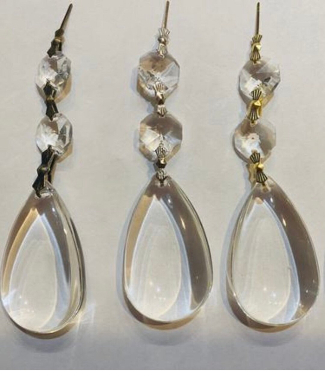 6-crystals /50mm/smooth Tear Drop Crystal/3 1/2 Overall/2 Pendant ...